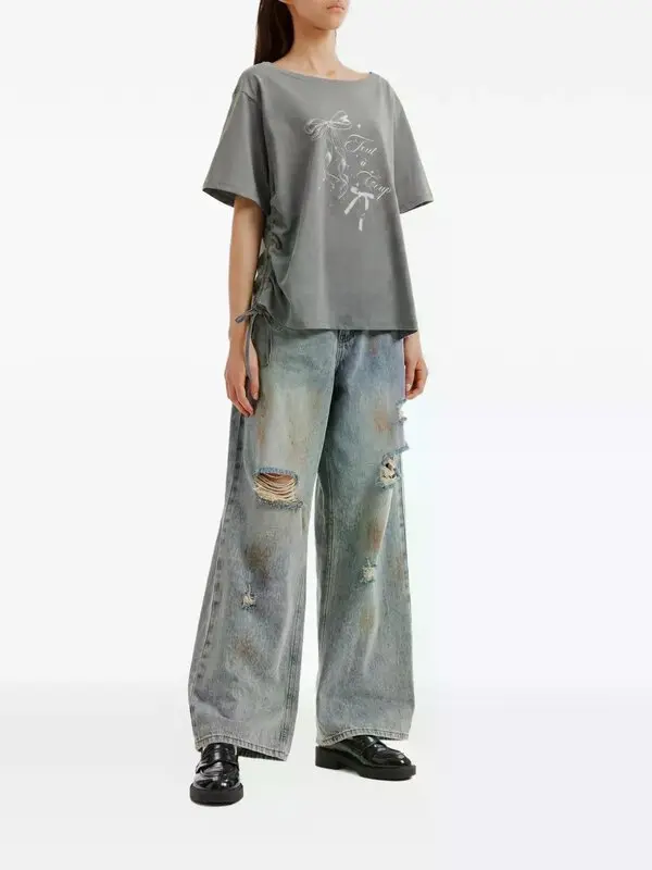 TOUT A COUP Bow-print Cotton T-shirt