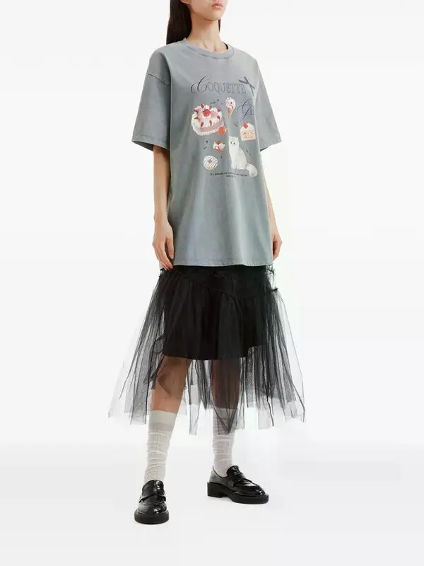 B+AB Ruffled Tulle Midi Skirt
