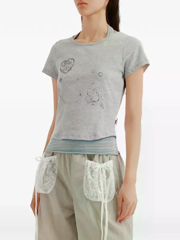 MINI CREAM Layered T-shirt With Graphic Print
