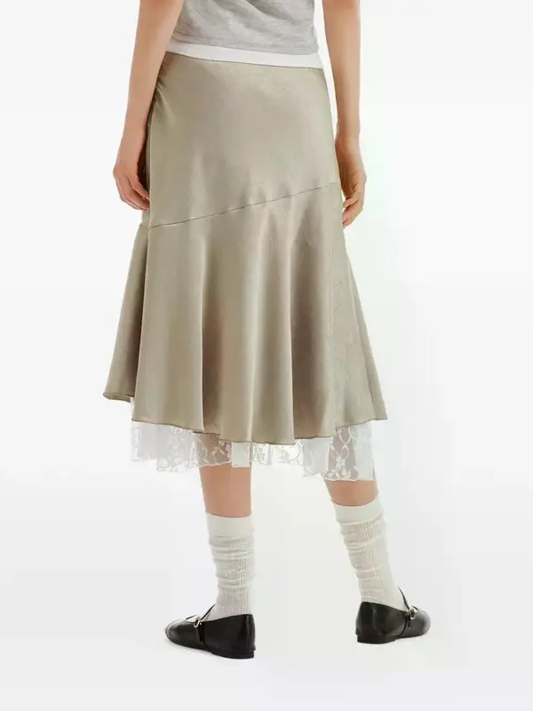 B+AB Asymmetric Midi Skirt With Lace Trim