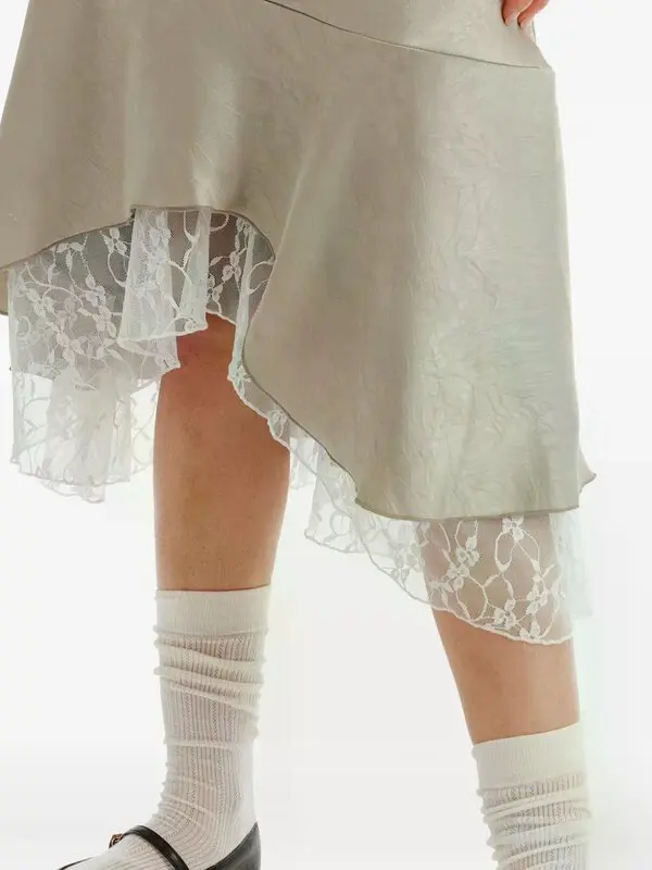 B+AB Asymmetric Midi Skirt With Lace Trim