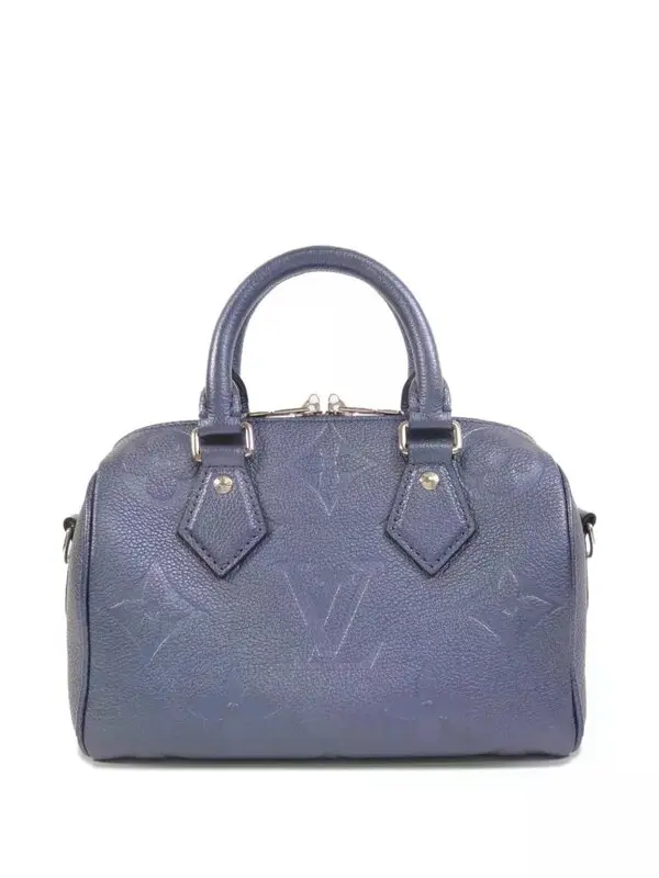 LOUIS VUITTON Speedy Bandoulière 20 Monogram Empreinte Tote Bag - Blue