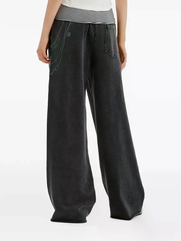 MINI CREAM Graphic Print Wide-leg Track Pants