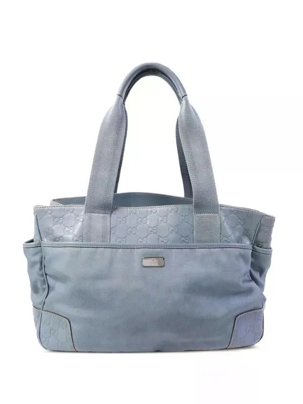Gucci Gg Supreme Canvas Tote Bag With Leather Panels - Blue