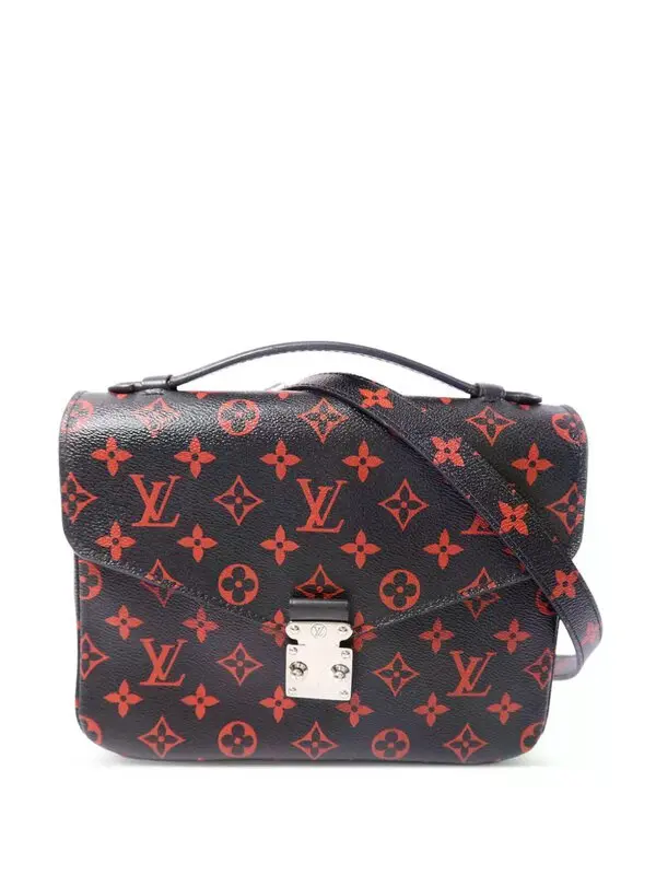 LOUIS VUITTON Monogram Pochette Metis Tote Bag - Black
