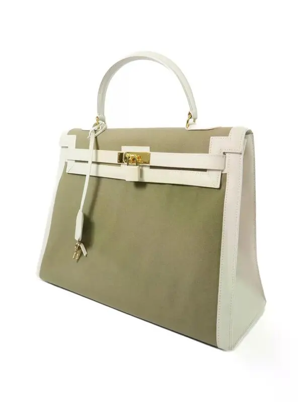 Hermès 35 Kelly Leather-trim Tote Bag