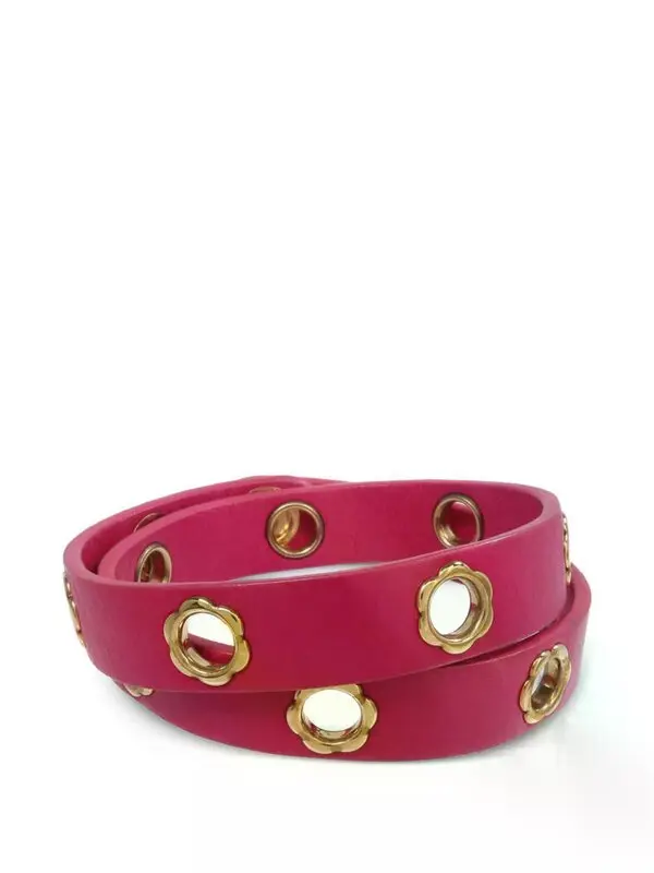 FERRAGAMO Leather Flower Eyelet Bracelet - Pink