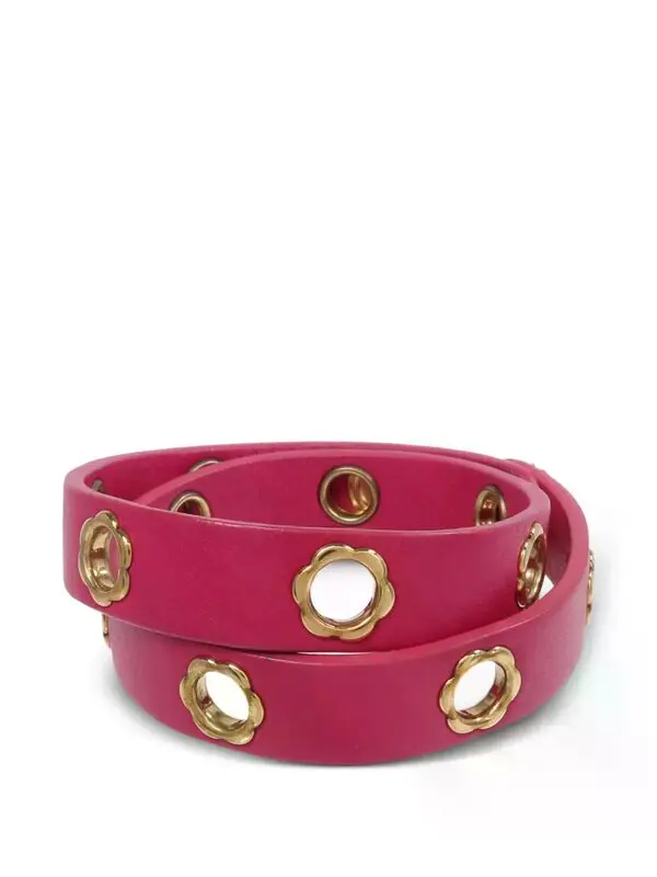 FERRAGAMO Leather Flower Eyelet Bracelet