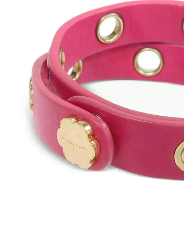 FERRAGAMO Leather Flower Eyelet Bracelet