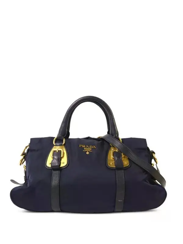 Prada Buckled-detail Tote Bag - Blue