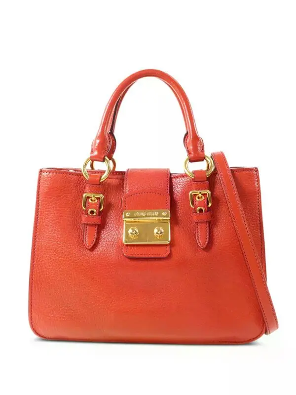 Miu Miu Buckled Leather Shoulder Bag - Orange