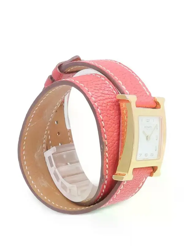 Hermès H21mm Quartz Watch With Pink Leather Strap