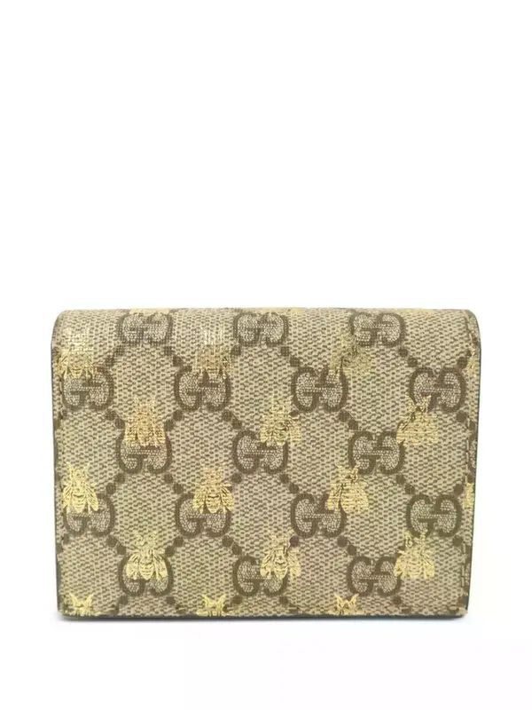 Gucci Gg Supreme Bees Folded Wallet - Neutrals