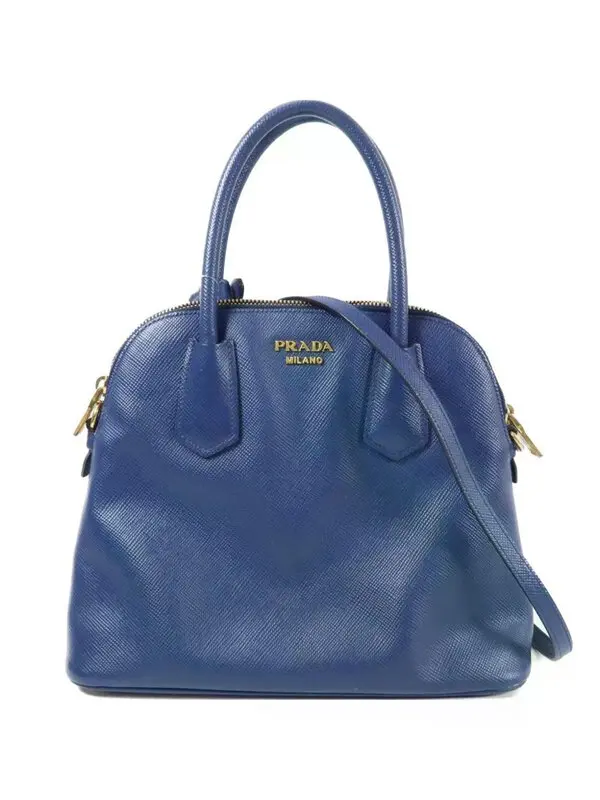 Prada Saffiano Leather Tote Bag - Blue