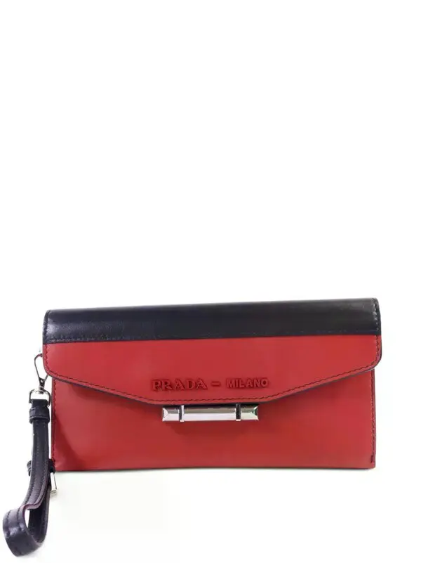 Prada Logo-embossed Leather Clutch Bag