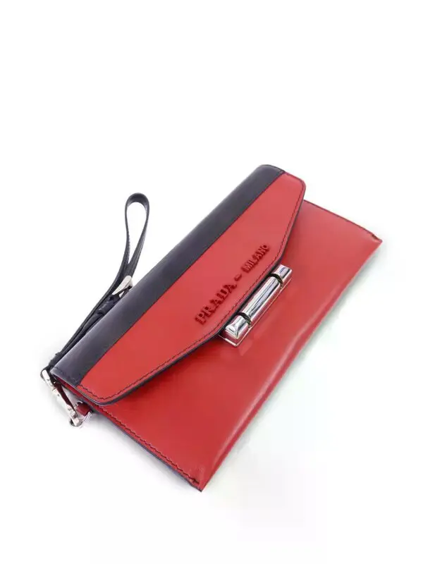 Prada Logo-embossed Leather Clutch Bag