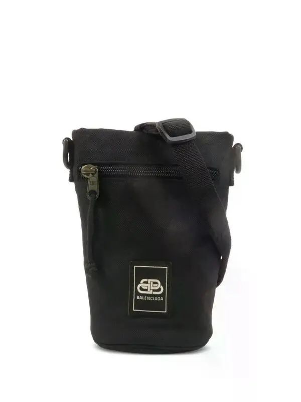 Balenciaga Logo Patch Shoulder Bag - Black