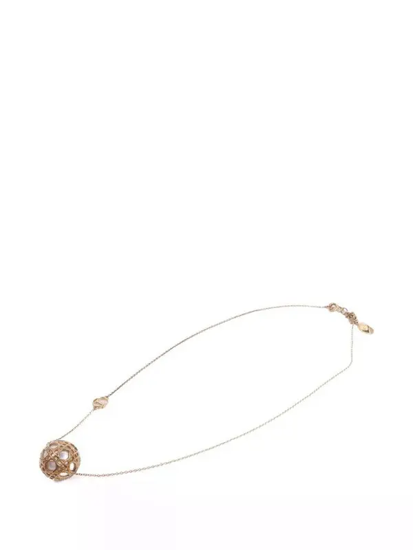 Dior Cannage Cd Logo Faux Pearl Necklace - Gold