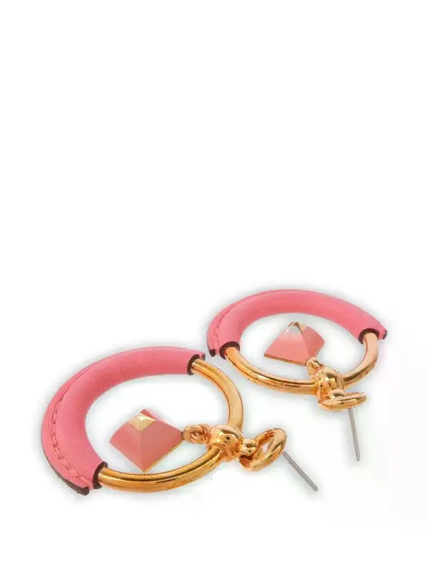 Hermès Leather Trimmed Hoop Earrings With Pyramid Studs