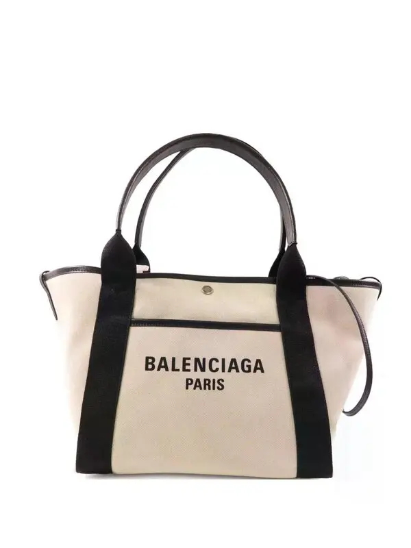 Balenciaga Biarritz Logo Print Tote Bag - Neutrals