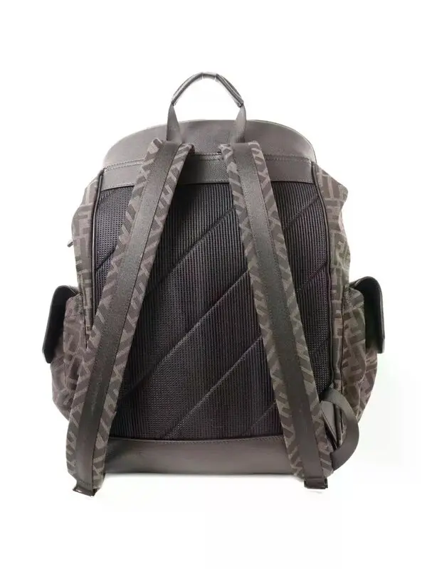 Fendi Ff Logo Canvas Backpack - Grey