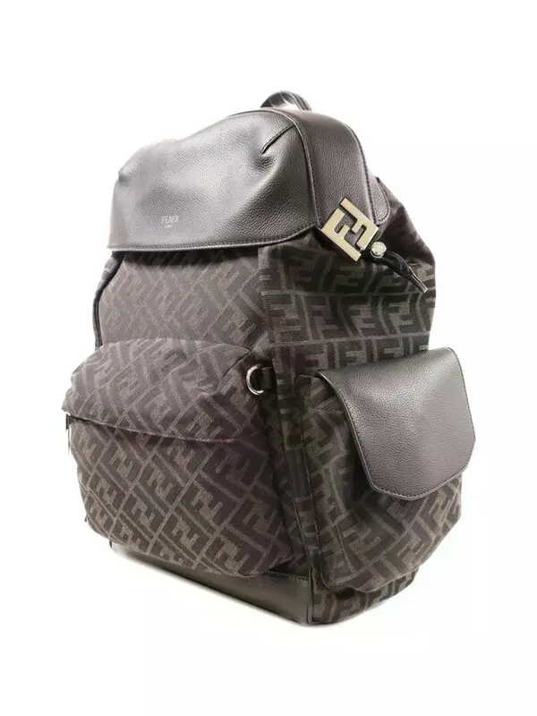 Fendi Ff Logo Canvas Backpack