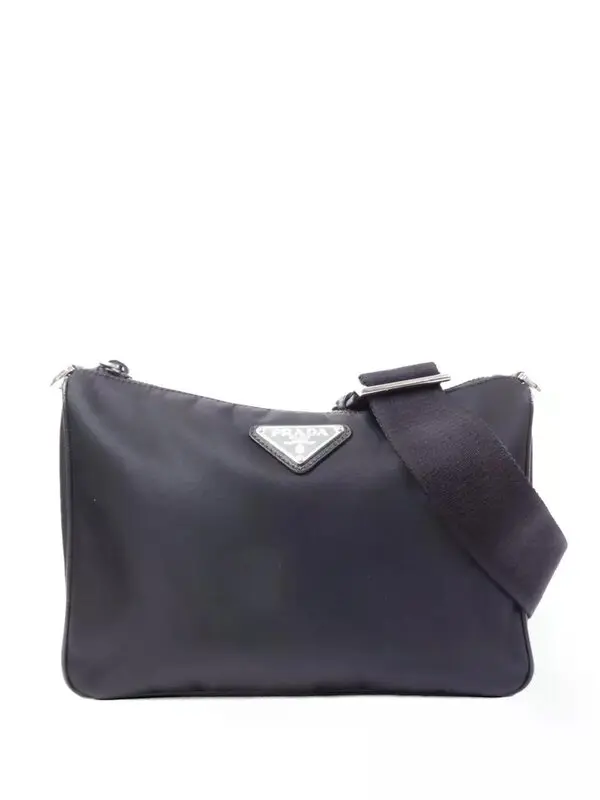 Prada Enamel Triangle Logo Plaque Cross Body Bag