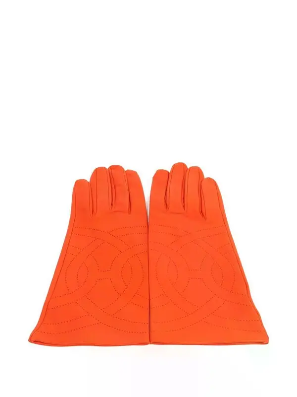 Hermès Perforated Leather Gloves - Orange