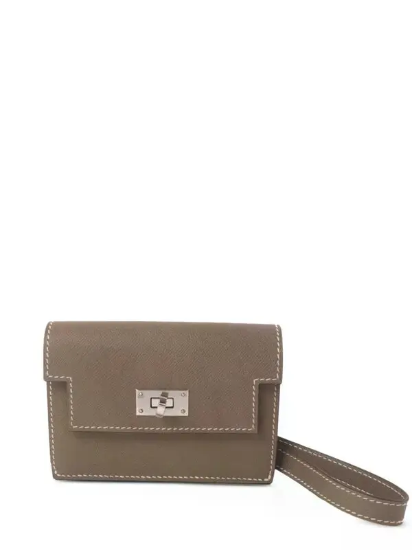 Hermès Kelly Pocket Slim Wallet In Grey Grained Leather - Neutrals