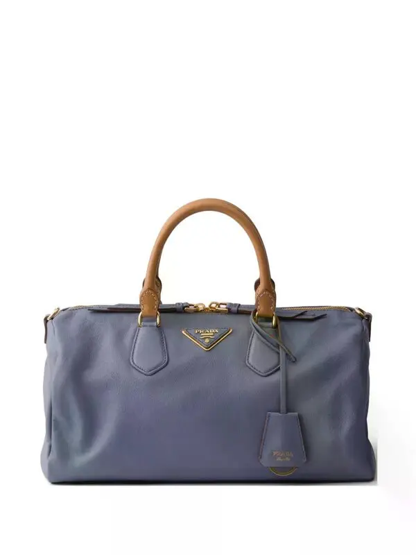 Prada Large Leather Top-handle Bag - Blue