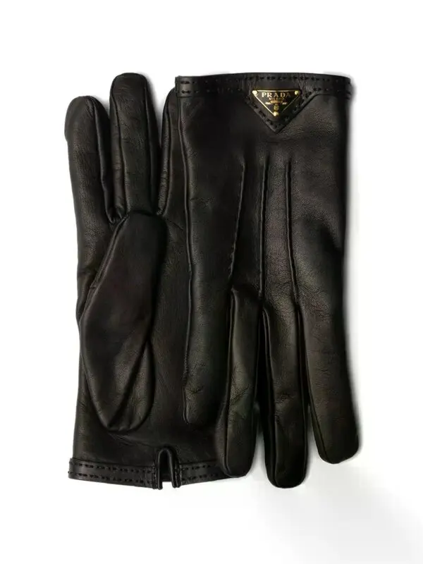 Prada Nappa Leather Gloves With Cashmere Lining - Black