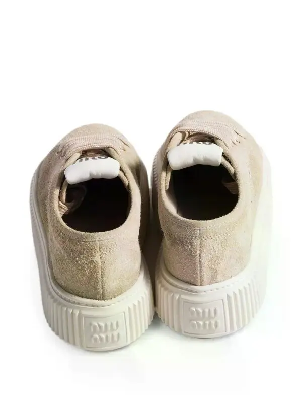 Miu Miu Logo Embroidered Suede Sneakers