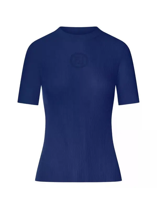 Fendi Ribbed Short-sleeve Crew Neck Sweater - Blue