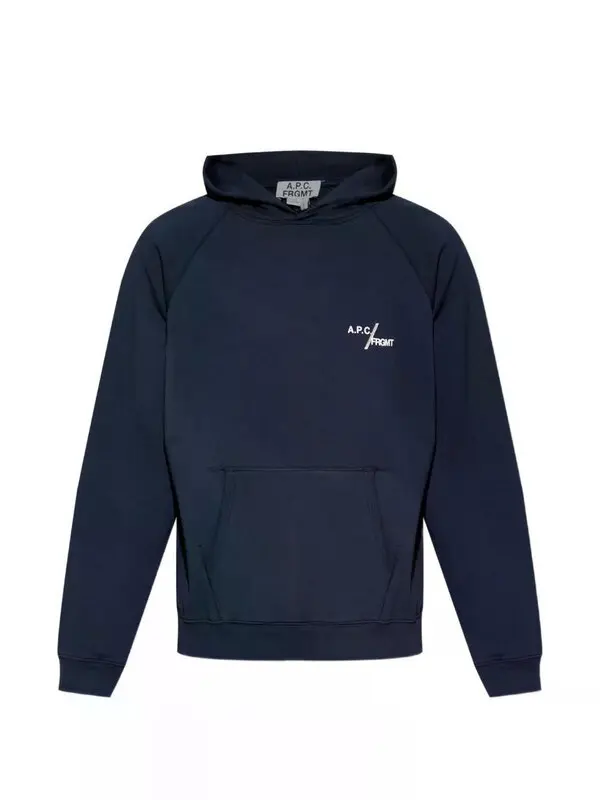 A.p.c. Logo Print Raglan Sleeve Hoodie - Blue