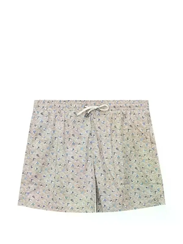 Canali Sailboat-print Swim Trunks - Neutrals
