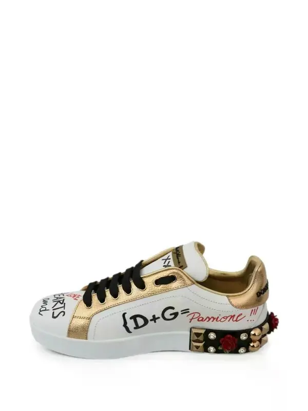 Dolce & Gabbana Sequin-embroidered Studded Sneakers