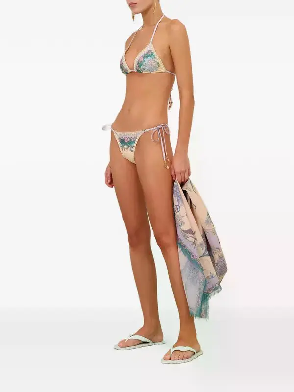 Zimmermann Indra Floral-print Crochet-trim Bikini - White
