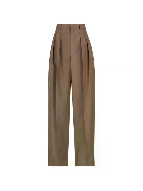 Saint Laurent Pleated Trousers - Brown