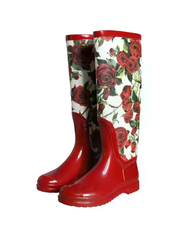 Dolce & Gabbana Floral-print Knee-high Boots