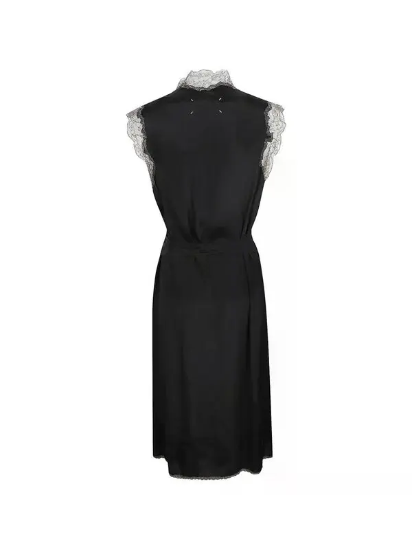 MAISON MARGIELA Lace-trim Midi Dress - Black