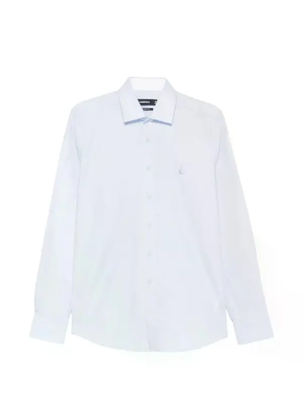 Karl Lagerfeld Logo-embroidered Long-sleeve Shirt - Blue