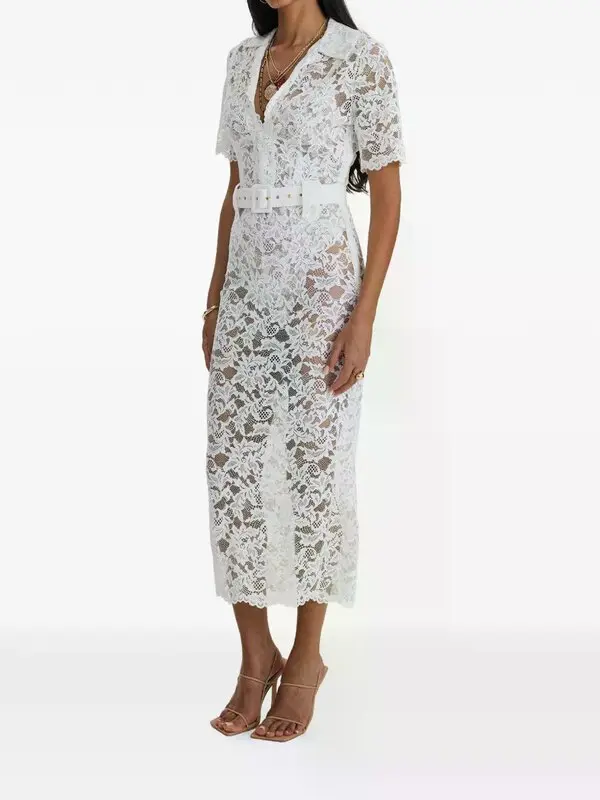MOOS STUDIO Affair Belted Floral-lace Midi Dress