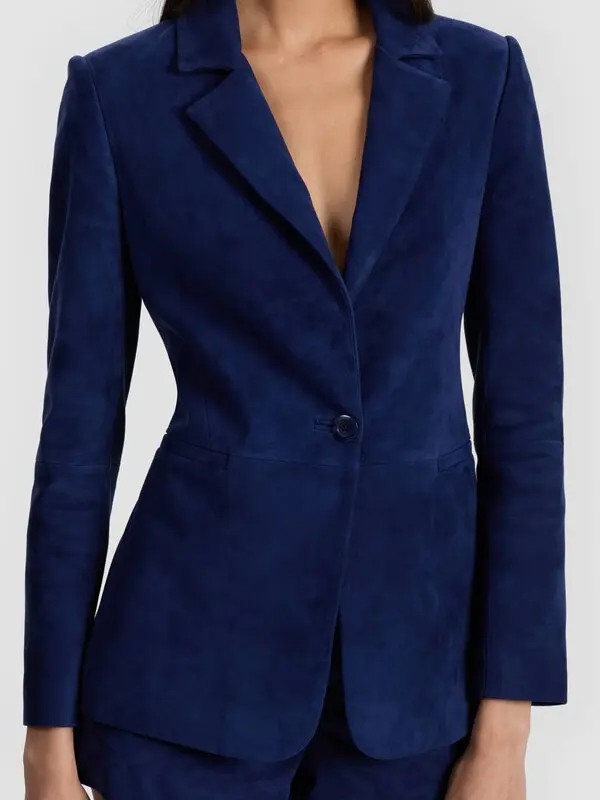 Alice + Olivia Macey Suede Fitted Blazer