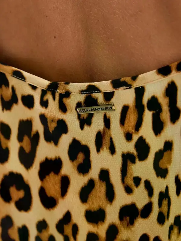 LOLA CASADEMUNT Yellow Leopard Print Satin Top