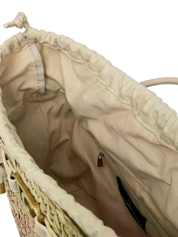 LOLA CASADEMUNT Logo Plaque Woven Beach Bag