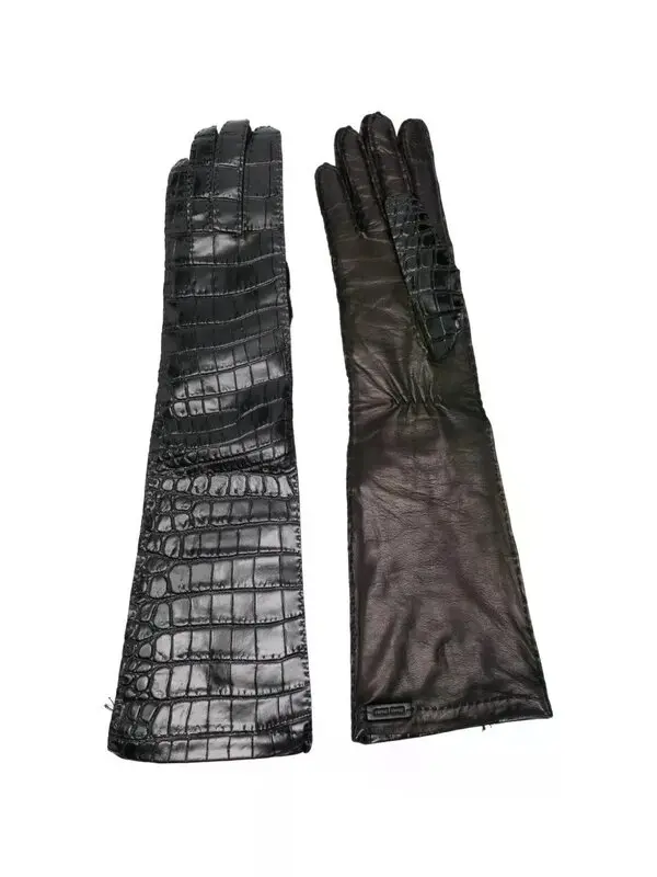 Miu Miu Crocodile-effect Leather Gloves