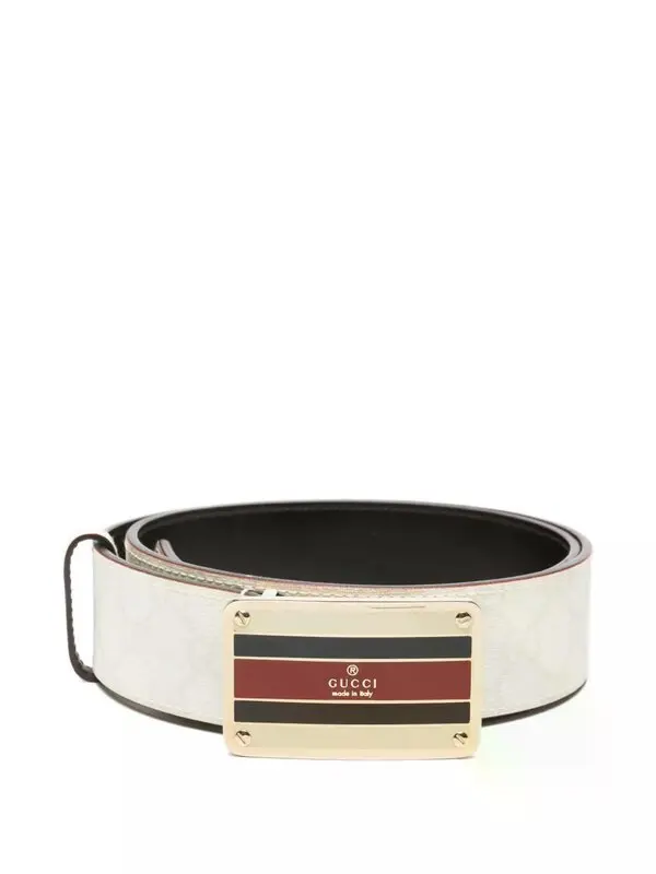 Gucci Gg-supreme Plaque Belt - Neutrals