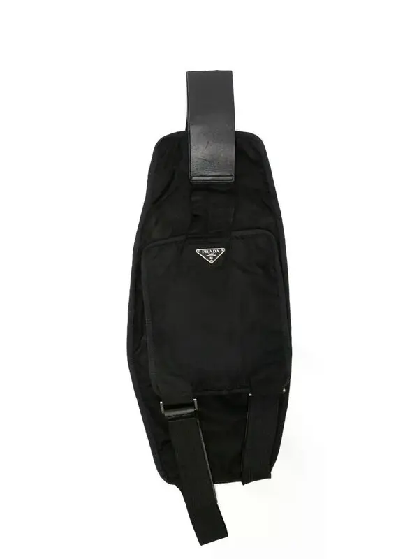 Prada Enamel Triangle Logo Plaque Belt Bag - Black