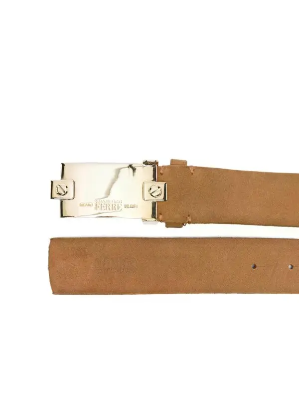 Gianfranco Ferre Suede Plaque Buckle Belt