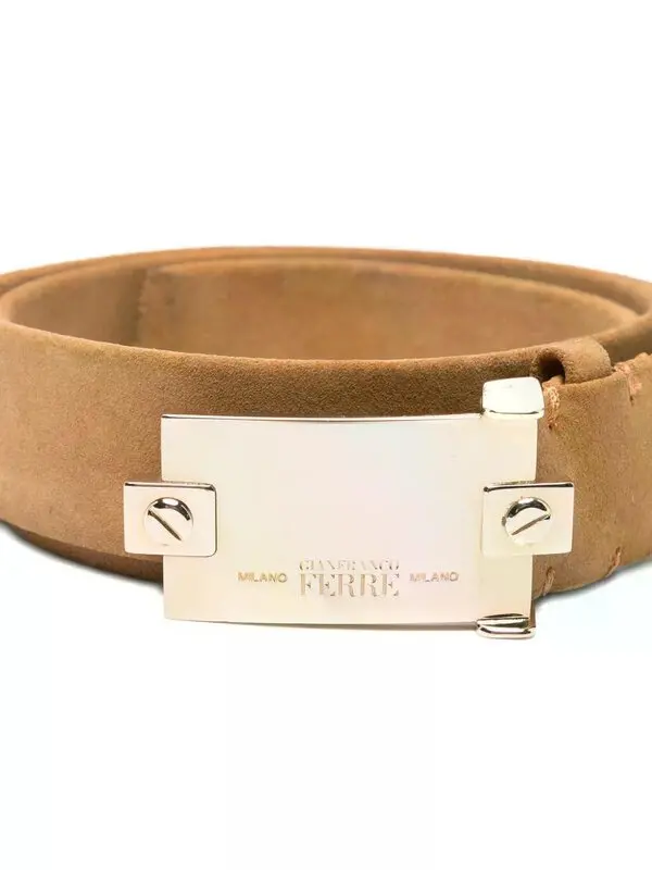 Gianfranco Ferre Suede Plaque Buckle Belt